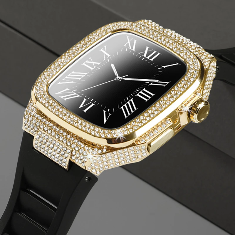 Modification Kit Luxury Diamonds Case For Apple Watch 8 7 45mm Metal ...