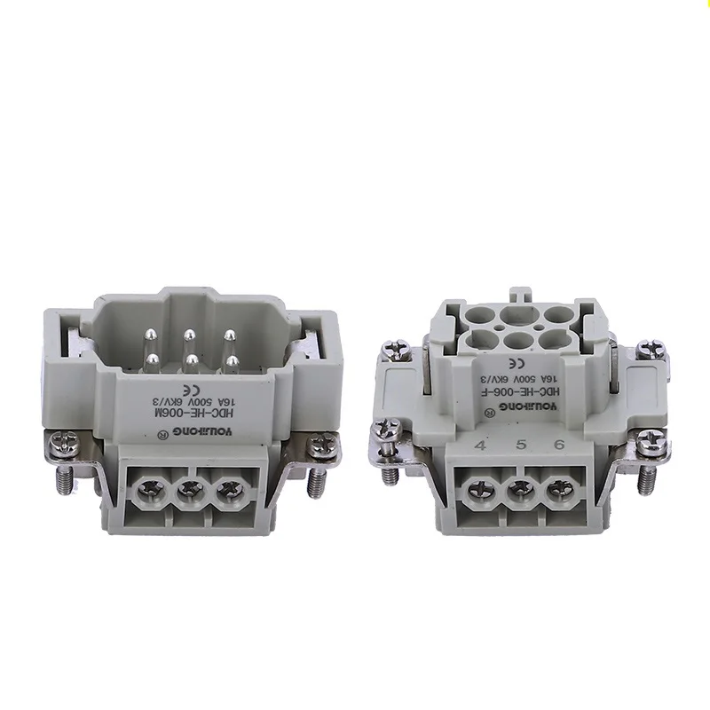 6 Pins Core Industrial HE Inserts Heavy Duty Power Rectangular ...