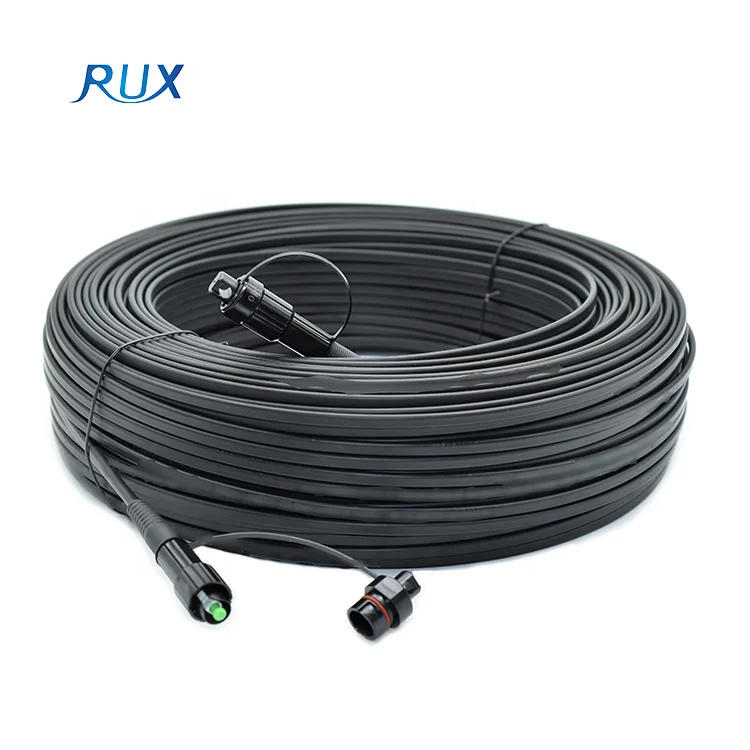 Outdoor Waterproof Ftth Flat Drop Cable With Mini Sc Apc Optitap Optic ...
