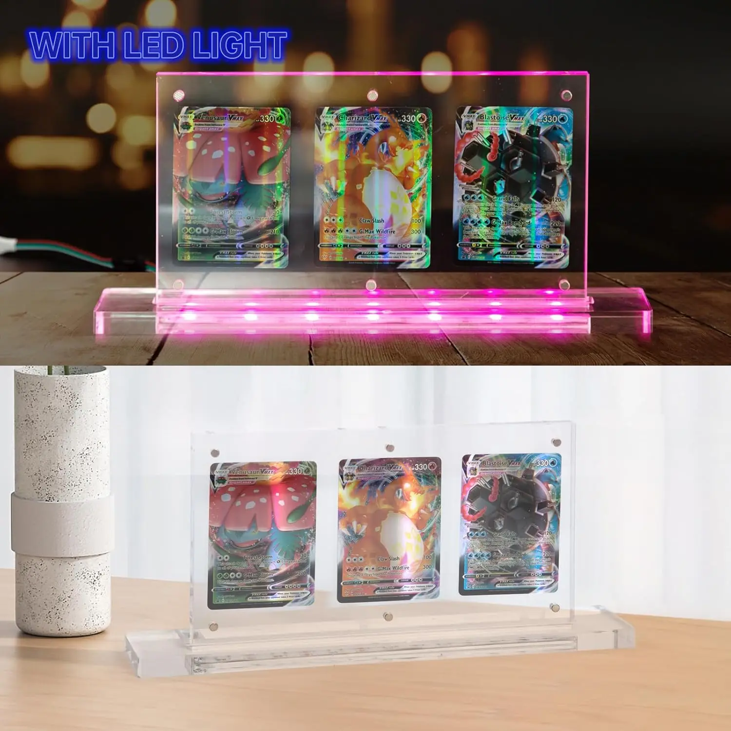Acrylic Trading Card Frame with LED Light - Plexiwood Display Case