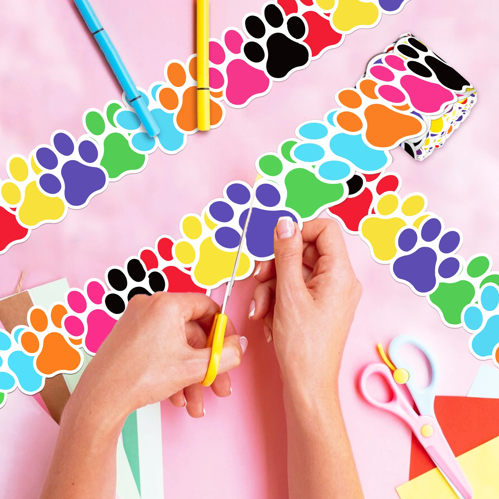 Huancai Paw Print Bulletin Board Border Trim Stickers Roll Self ...