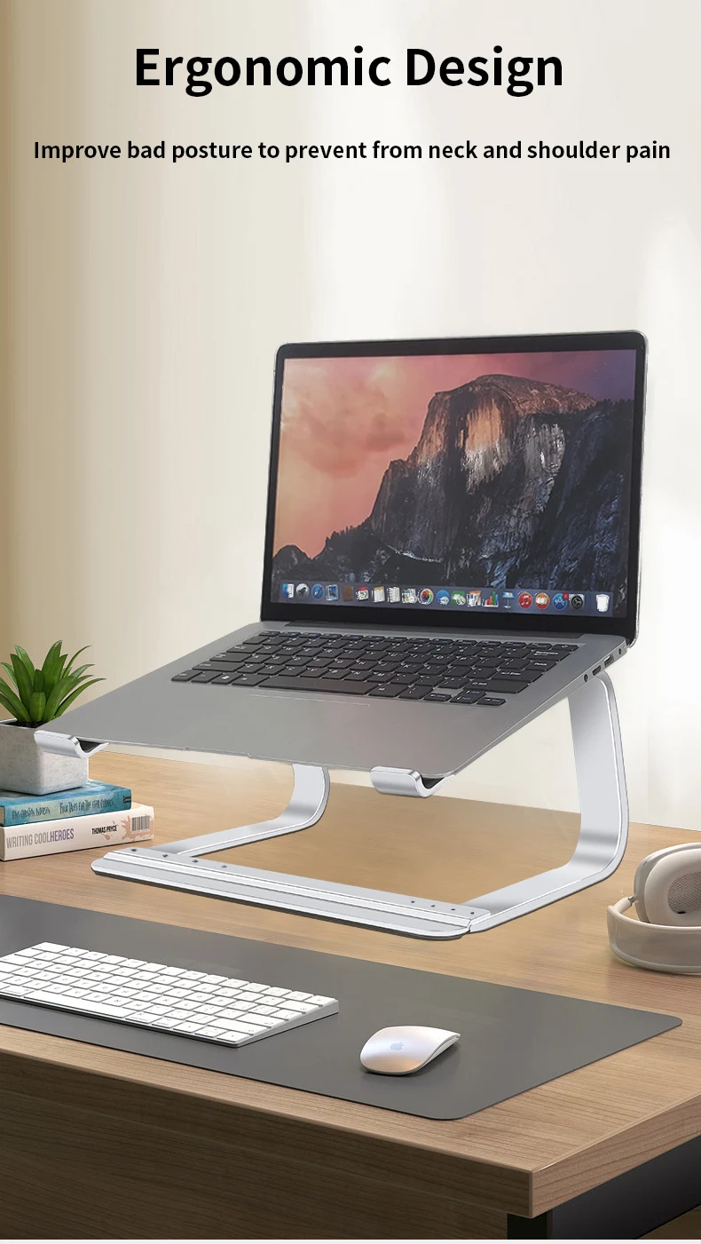 Stable Desktop Ergonomic Adjustable Metal Notebook Holder Laptop ...