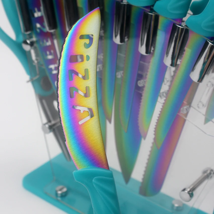Factory Directly Supply Rainbow Knife Kitchen Knife Set Coloured With ...