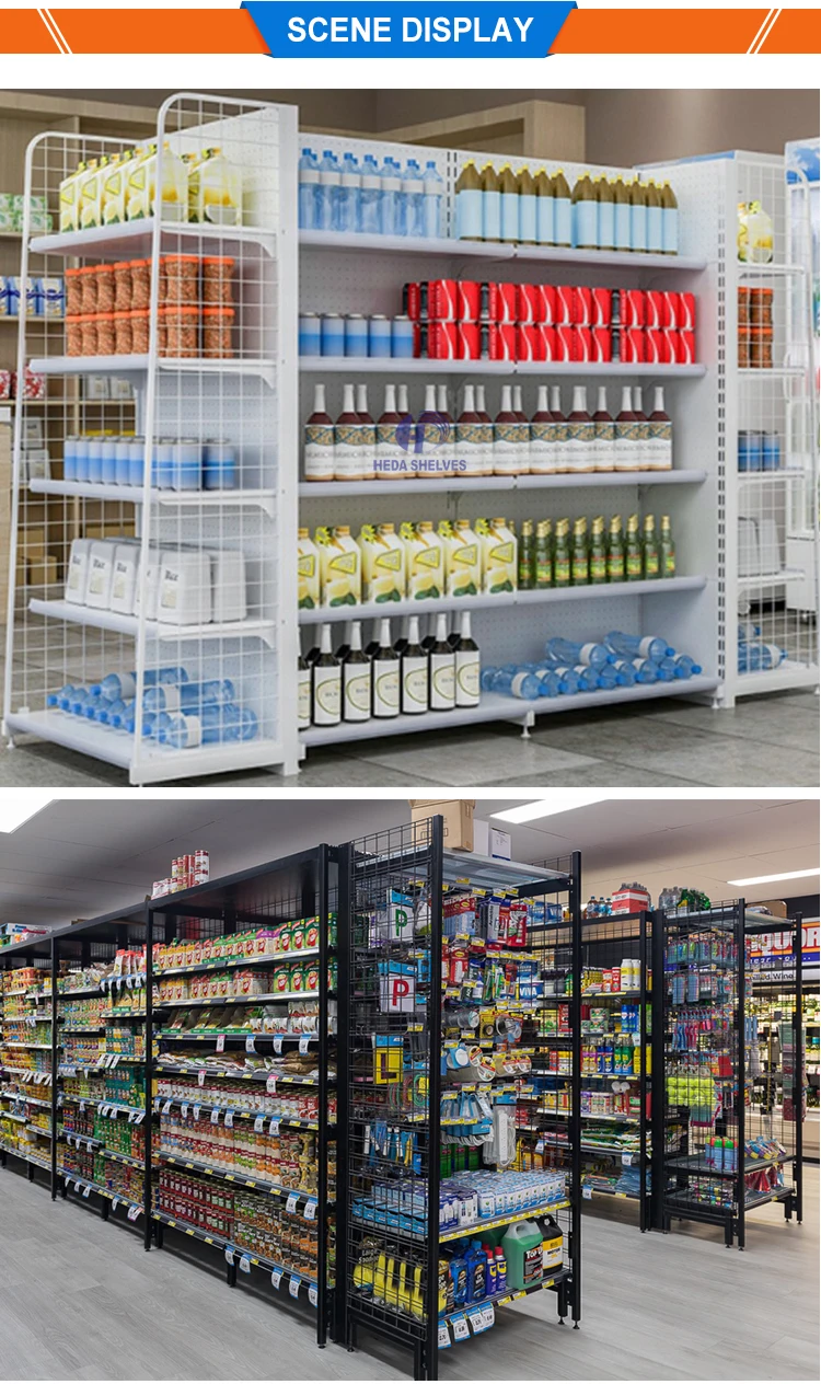 Custom Sized Steel and Wood Rack - Supermarket Display Shelves