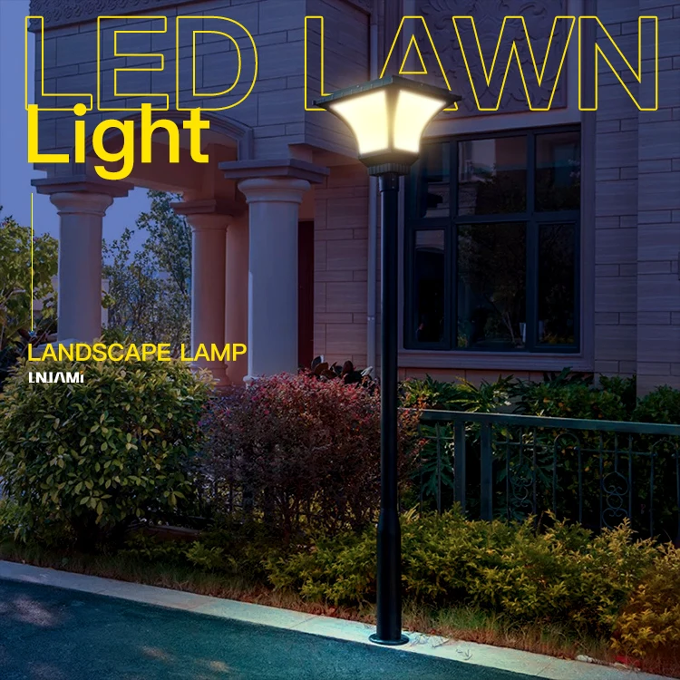 Lnjami Steel Waterproof Ip65 Garden Bollard Lawn Light Pole Post Top ...