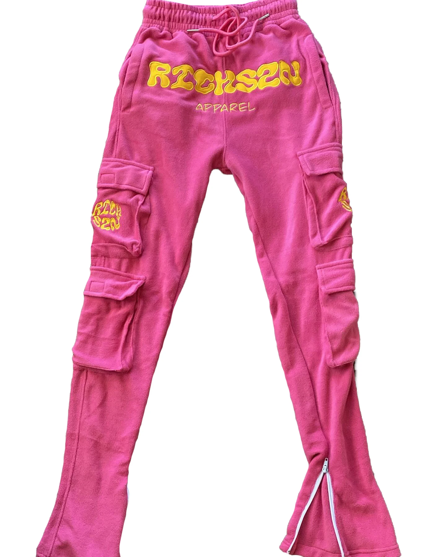 Custom Men Puff Print Casual Stack Heavyweight Cotton Zippered Cuffs ...