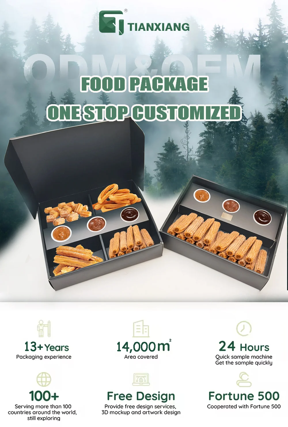 Custom Printed Churros Packaging Togo Box | Eco-friendly Paper Box with ...