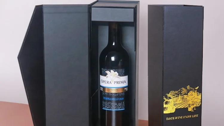 Luxury Custom Packaging Cardboard Folding Single Wine Bottle Boxes Magnetic Closure Paperboard ...