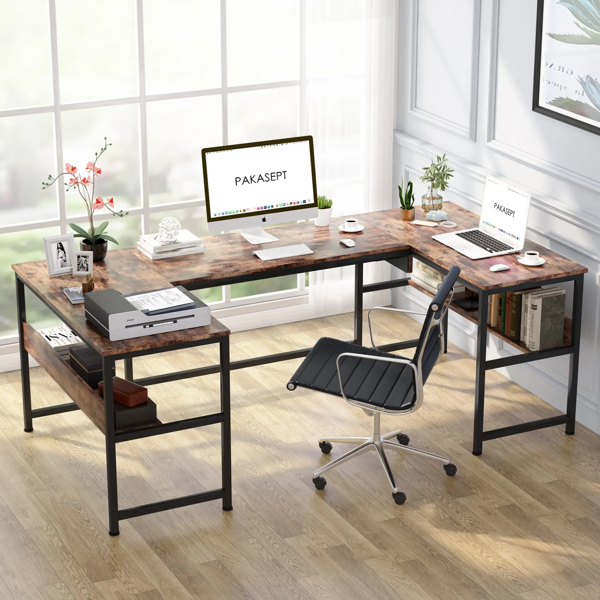 U- Shaped Desk With Lift Top Sit To Stand L Shaped Computer Desk ...
