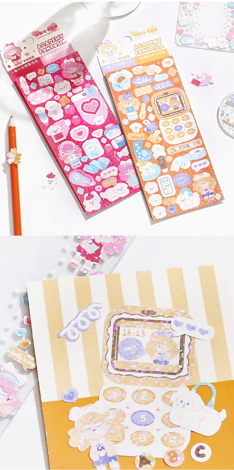 Custom High Quality Print Korean Iridescent Cute Stickers Sheet,Glitter ...