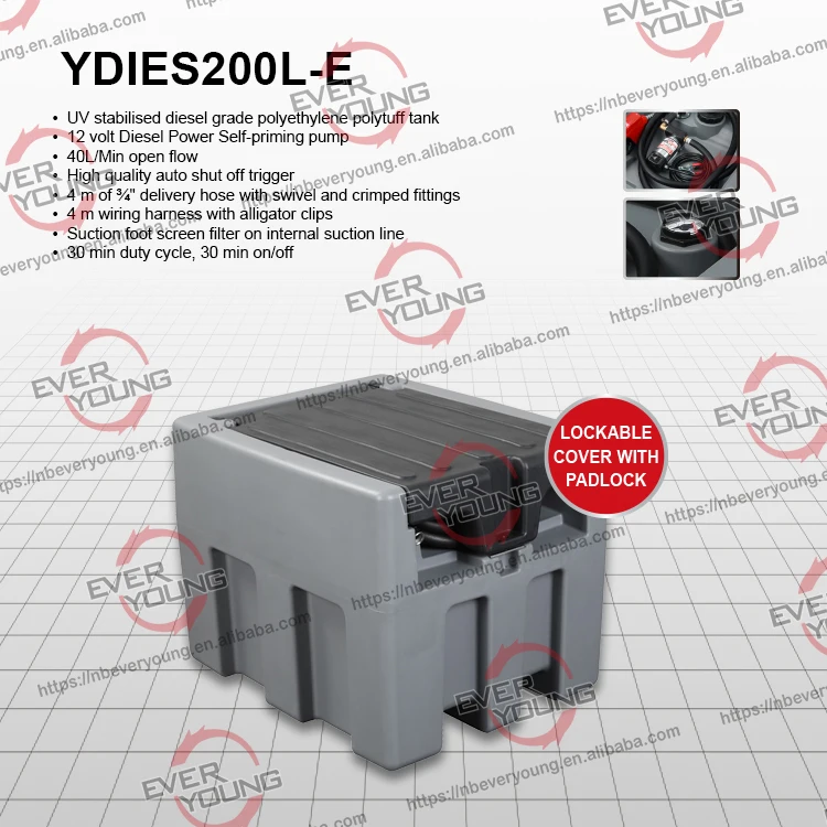 200L Diesel Transfer Tank with 12V Pump for Mobile Refueling