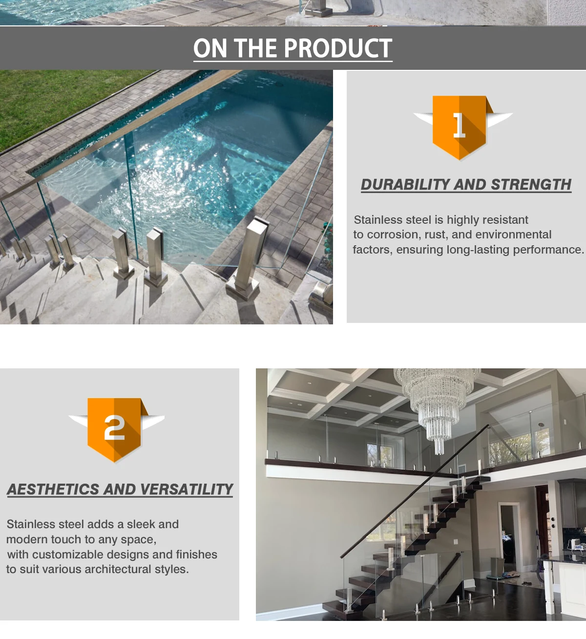 Modern Simple Swimming Pool Balustrade Design Glass Railing Post ...