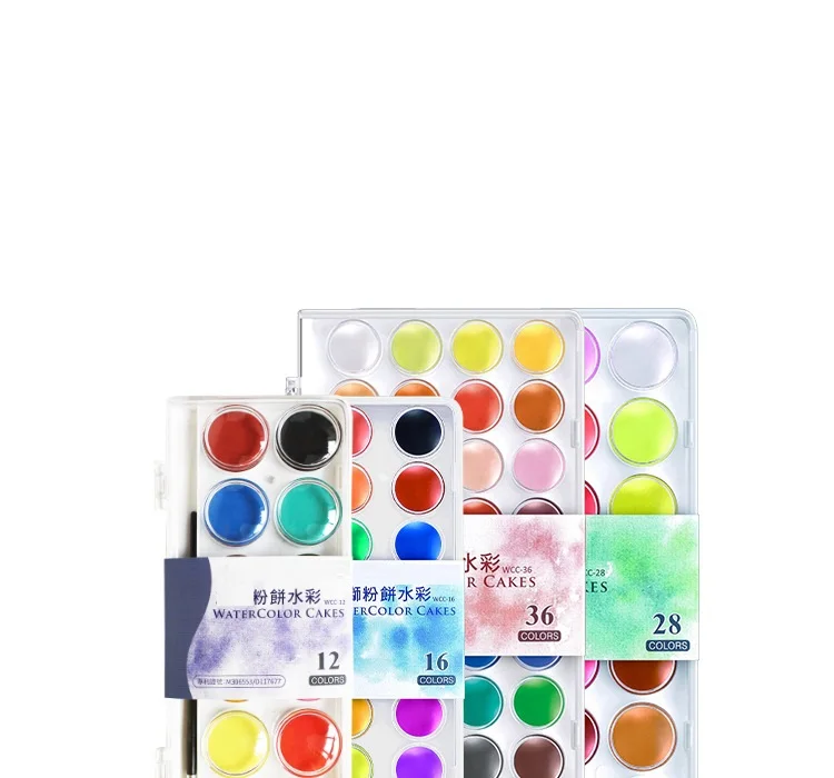 36 Colors Multicolor Round Solid Watercolor Paint Set Water Color Paint ...
