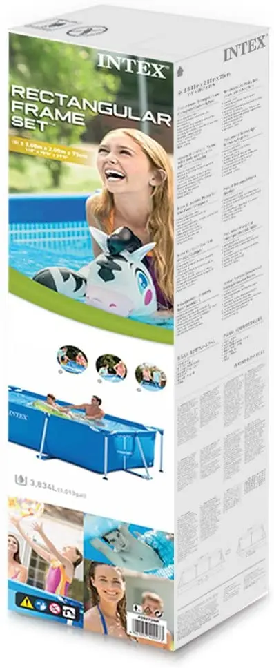 Intex Above Ground Inflatable Swimming Pool - 3m Rectangular, Easy to ...
