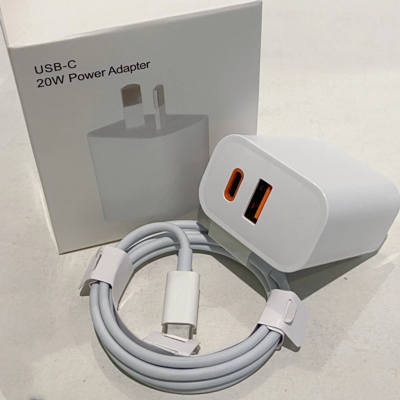 QC3.0 Quick Charge Usb-c 20w PD Charger 2 in 1 Dual Ports Phone Charger Type C Cable Fast ...