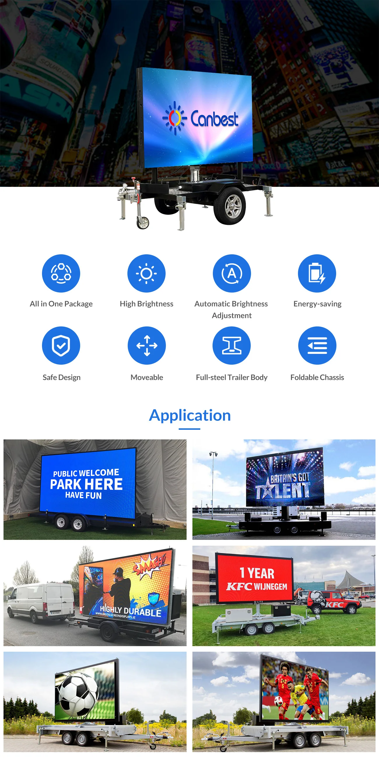 Waterproof Outdoor Digital Mobile Signage Vehicle Trailer
