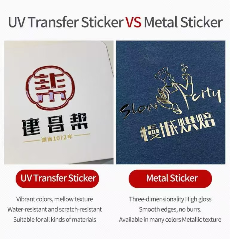 Custom Printed Vinyl Logo Transfer Sticker - Clear 3D Metal Sticker