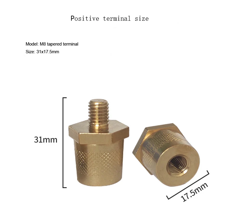 M8 Conical Copper Post Pure Copper Terminal Car Battery Screw Pile Head ...