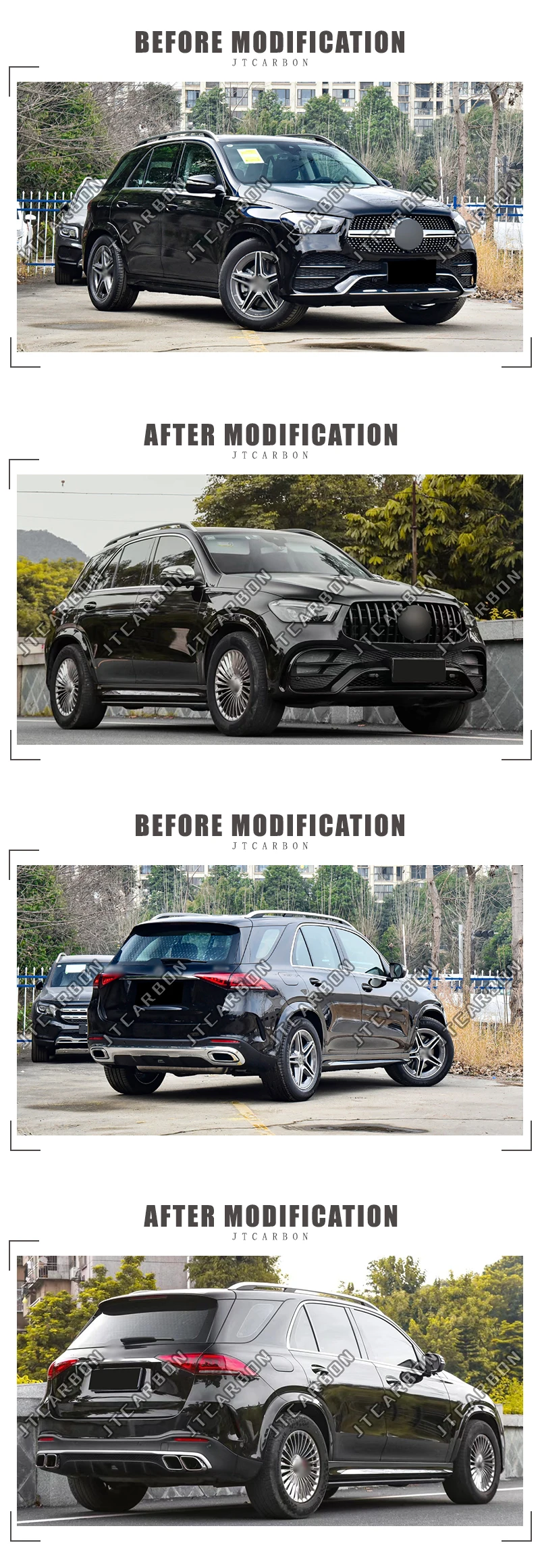 Body Kit Front Rear Bumper Assembly Grille Fog Lamp Frame For Mercedes ...