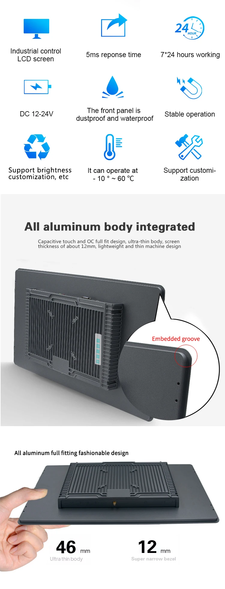 Industrial 21.5 Inch Rs232 Embedded/wall Mount All-in-one Computer Ip65 ...