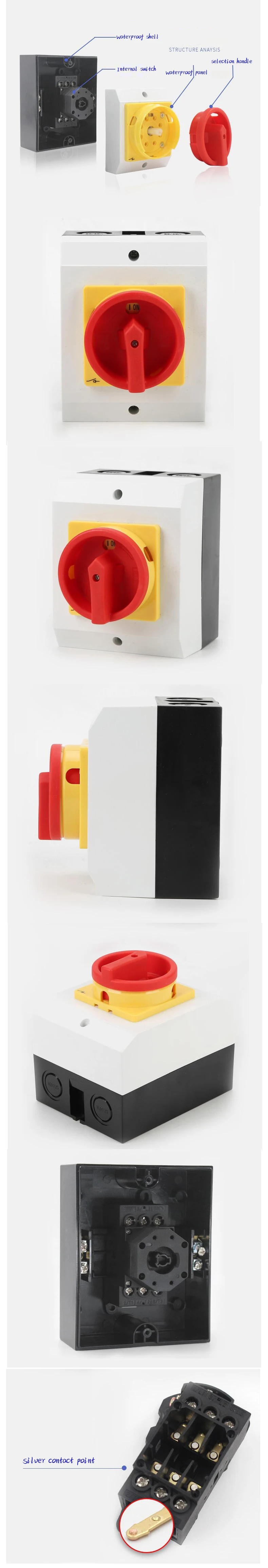 Waterproof IP66 30A Rotary Isolator Switch - 230v 63a 4 Pole