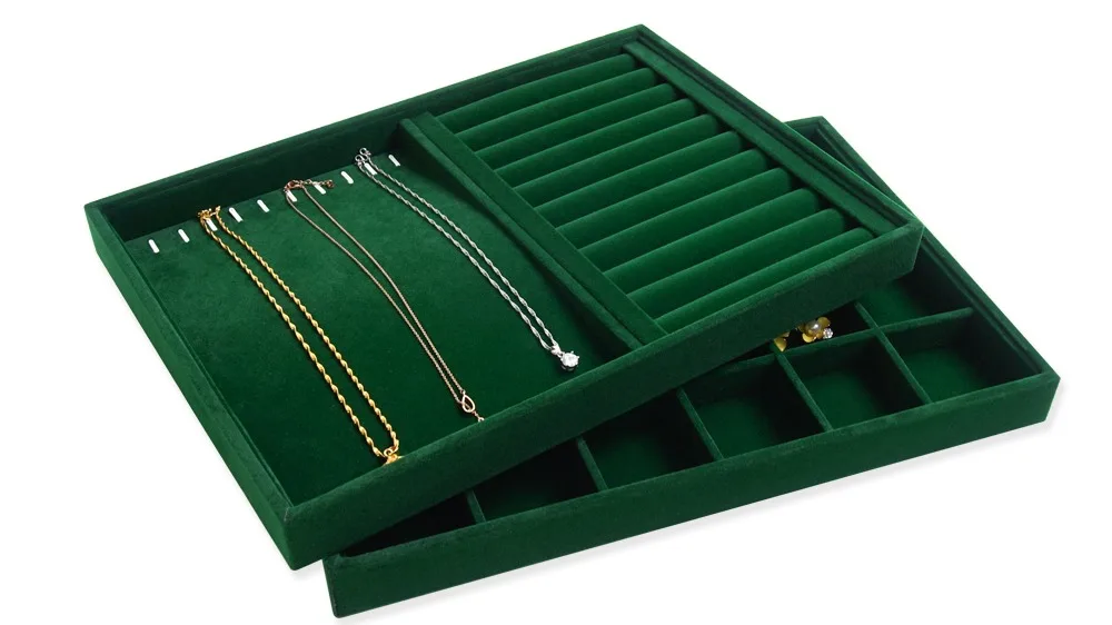 Sesi Custom Green Velvet Jewellery Display Tray For Ring Chain Earring ...