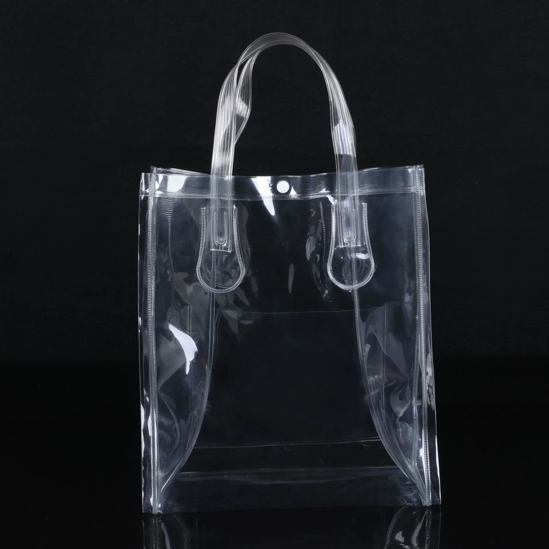 Transparent Plastic Small Shopping Bag clear Pvc Tote Bag with Custom ...