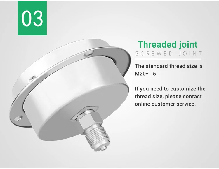 100 Kpa Axial Flange Edge Pressure Gauge All Stainless Steel Matte ...