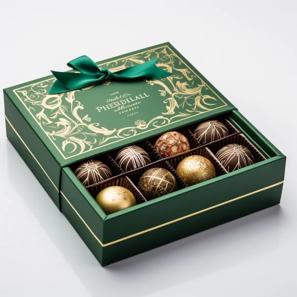 Custom Green Drawer Shaped Christmas Boxes for Chocolate