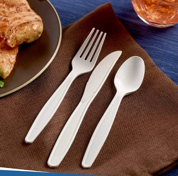 Disposable Cutlery Flatware Sets Bioplastic Cornstarch Cutlery with ...