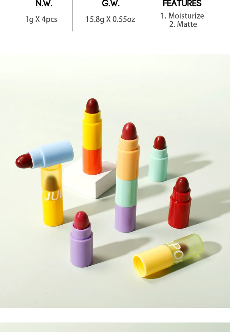Juliapop Funny Mini Building Blocks Lipstick Matte 4 In 1 Mini Lip ...