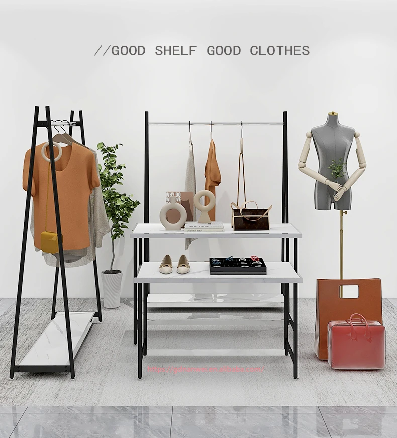 Custom Stainless Steel Cloth Store Display Design Women Clothes Display ...