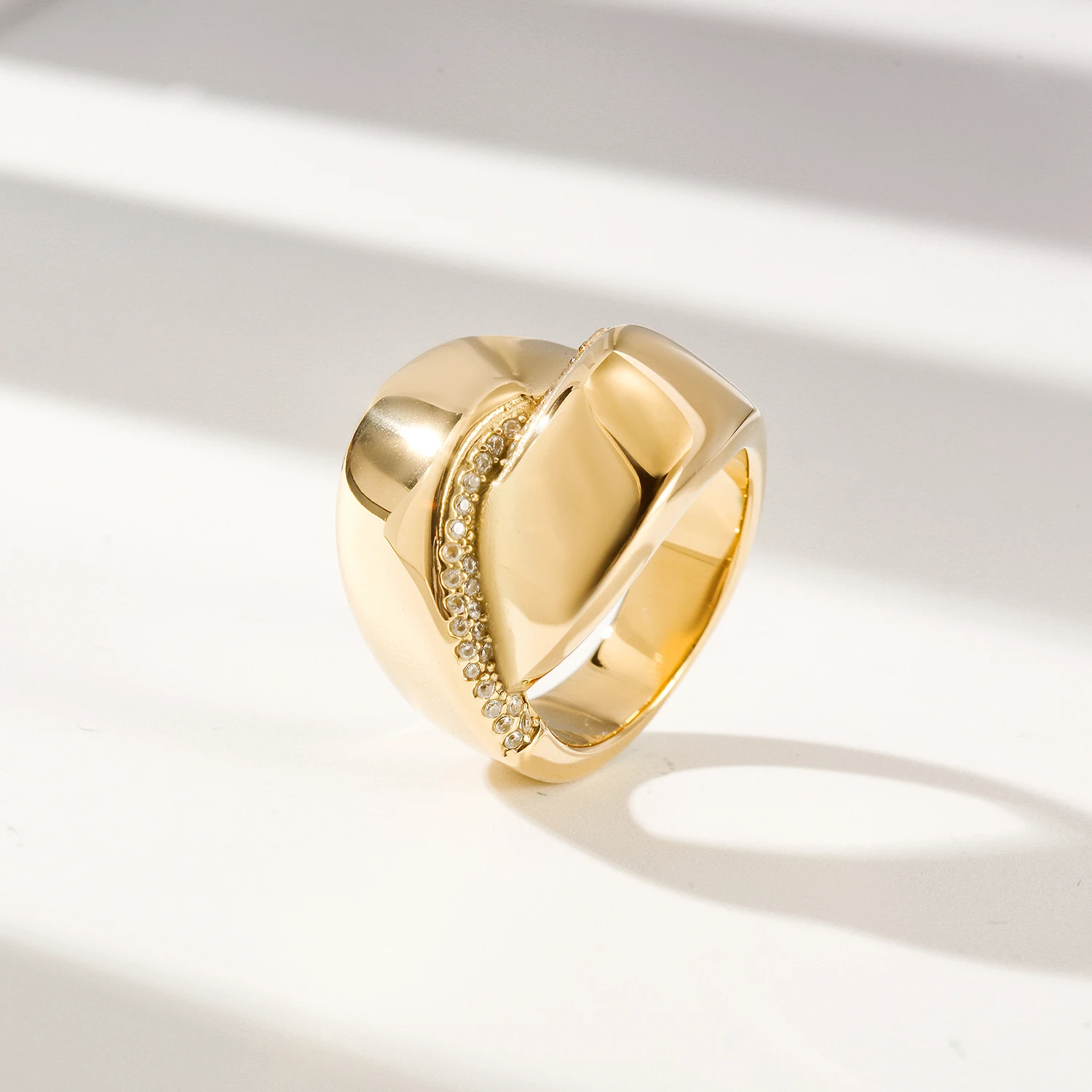 2024 New Ins 14k Gold Plated Tarnish Free Stainless Steel Cross Design Polished Ring Fashion ...