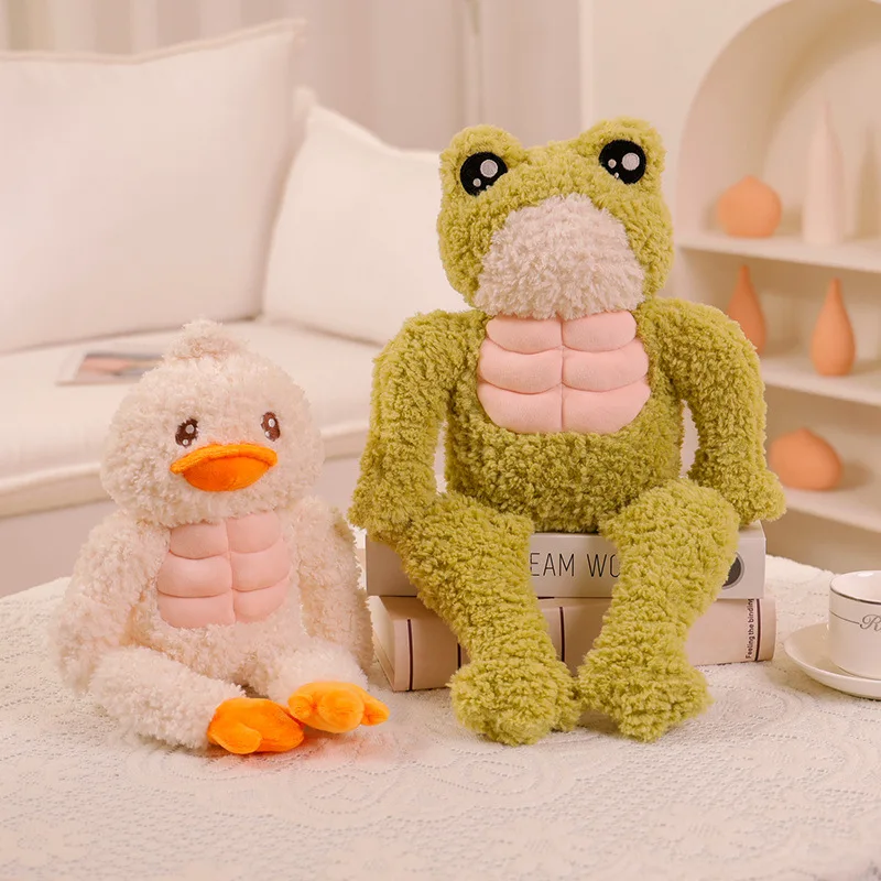 Funny Muscle Frog Plush Toy Kawaii Soft Strong Duck Frog Doll Cute ...