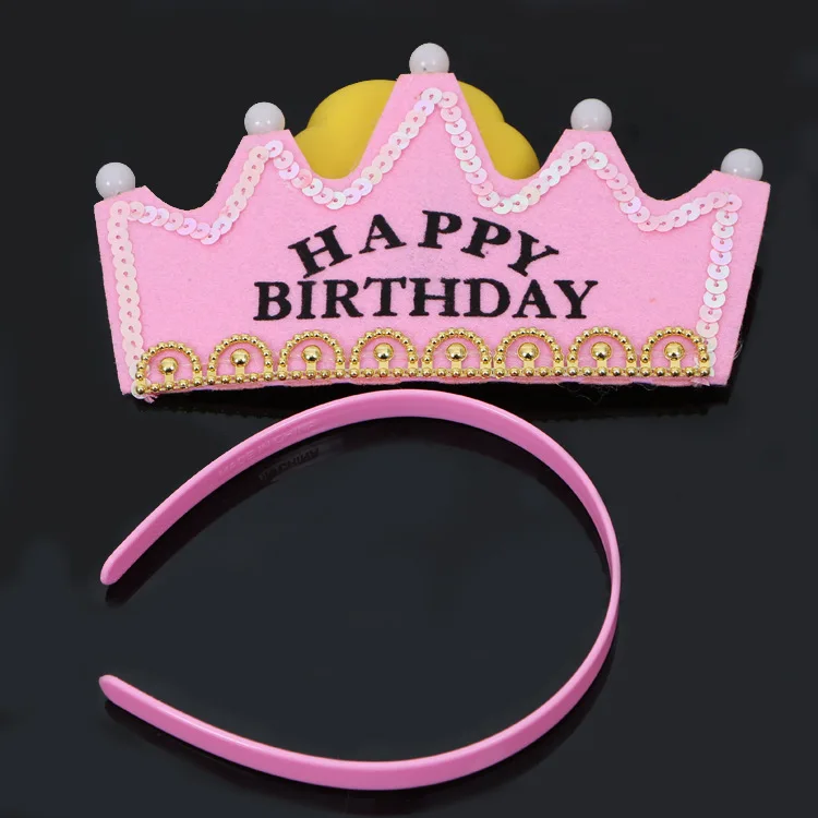 Multicolor Happy Birthday Flashing Led King Crown Headband Birthday ...