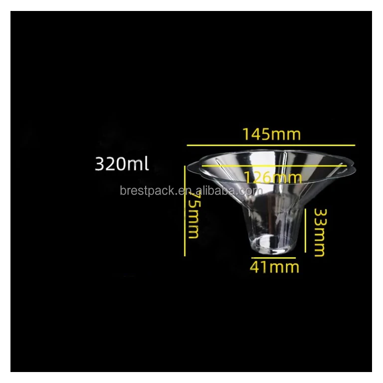 Disposable Clear Ice Cream Flakes Plastic Cup - Snow Cone