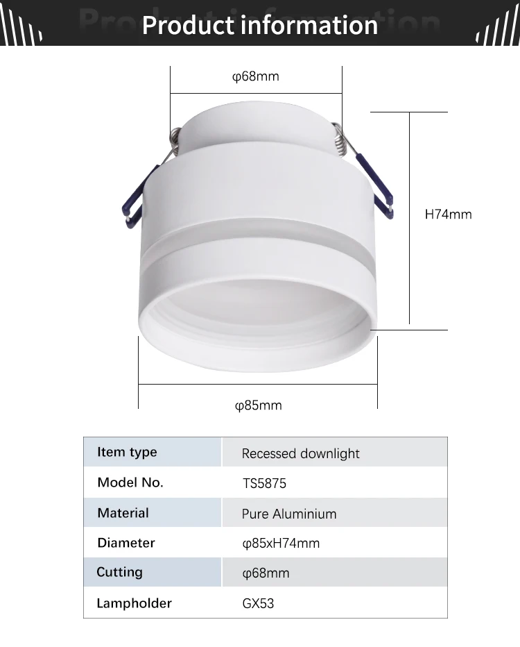 High Quality Gu10 Ip20 Recessed Light Fire Rated Led Downlight for ...
