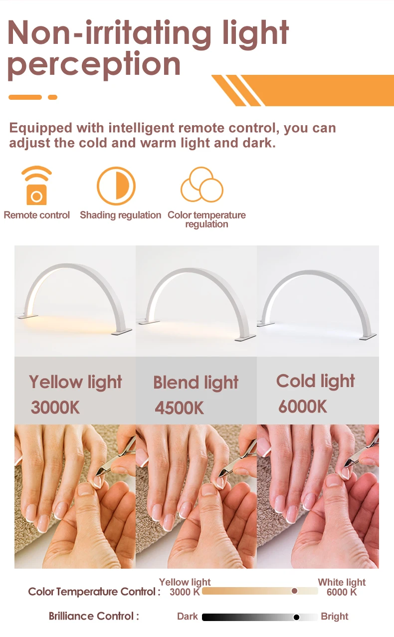 40cm Economy Model Mini Half Moon Lamp 16'' Nail Table Light For Salon ...