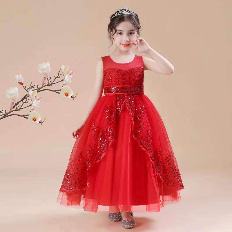 Kids Very Elegant Birthday Dresses Lovely Lace Sequins Summer Children ...