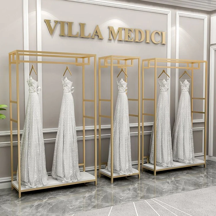 Custom Gold Lady Wedding Dress Garment Display Stand
