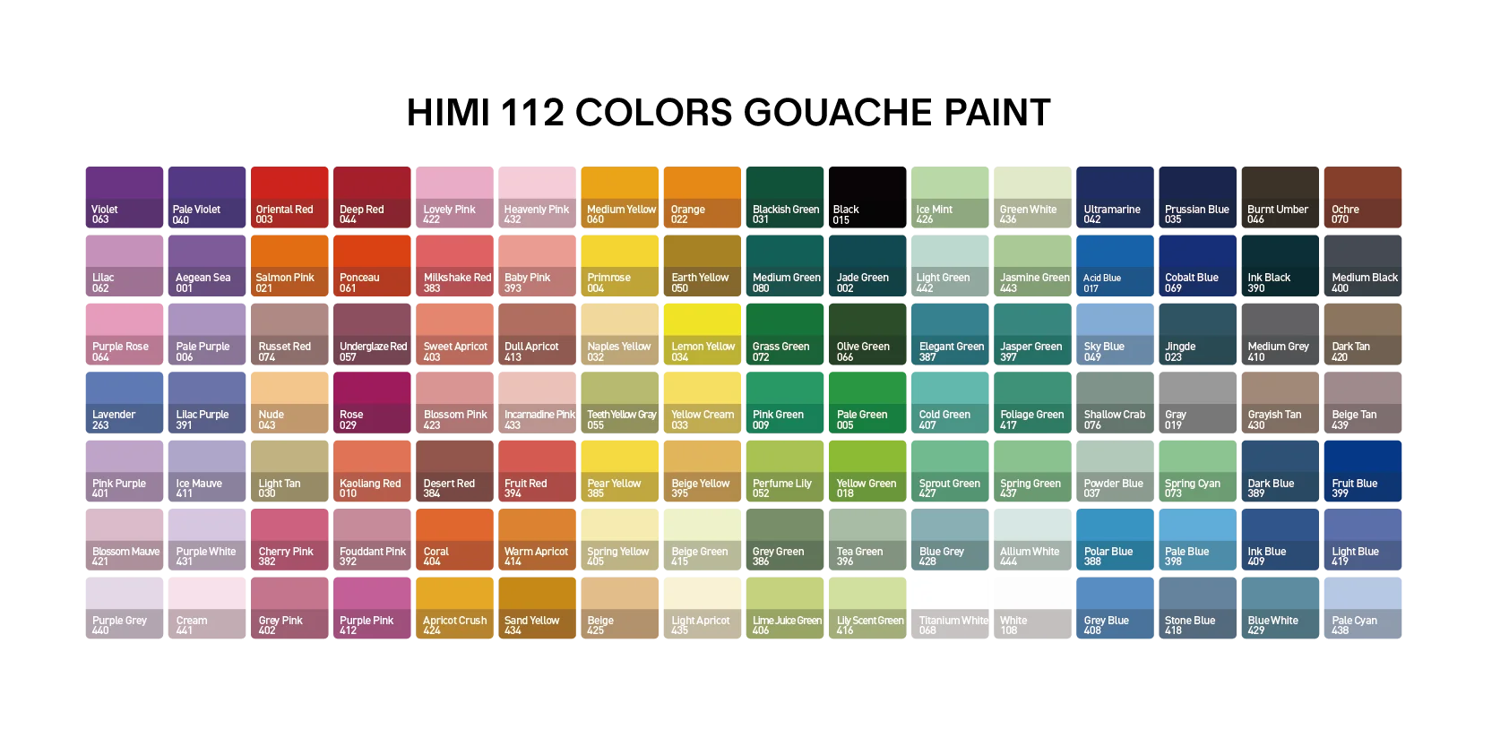 HIMI Gouache Paint Set - 112 Vibrant Colors in 12g Jelly Cups for Art ...