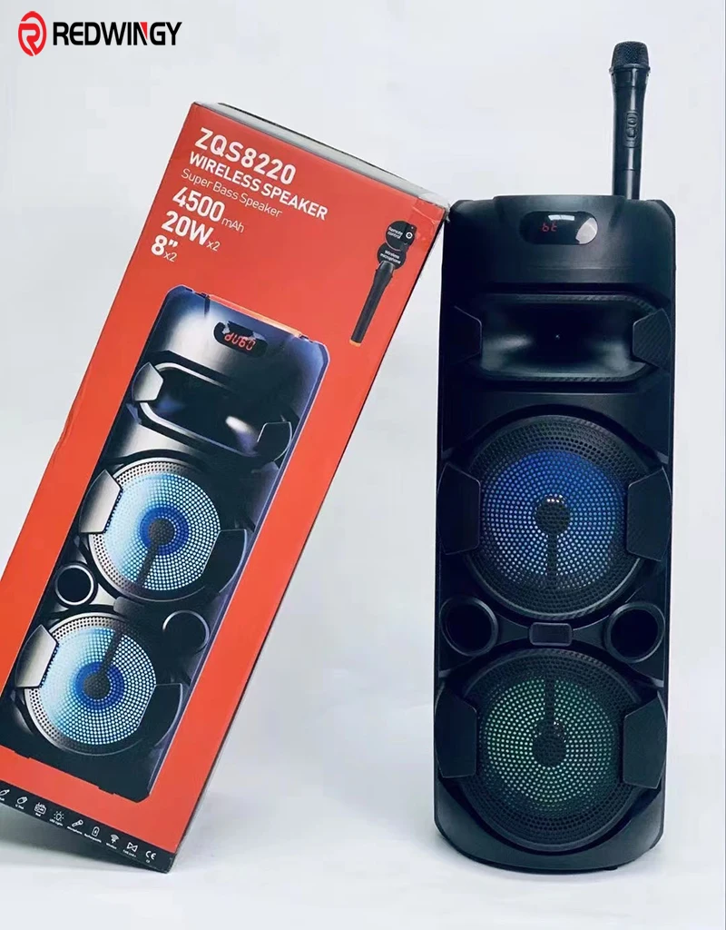 Redwingy ZQS8221 Dual 8inch Speaker - Super Bass HIFI Loud Speaker for Party