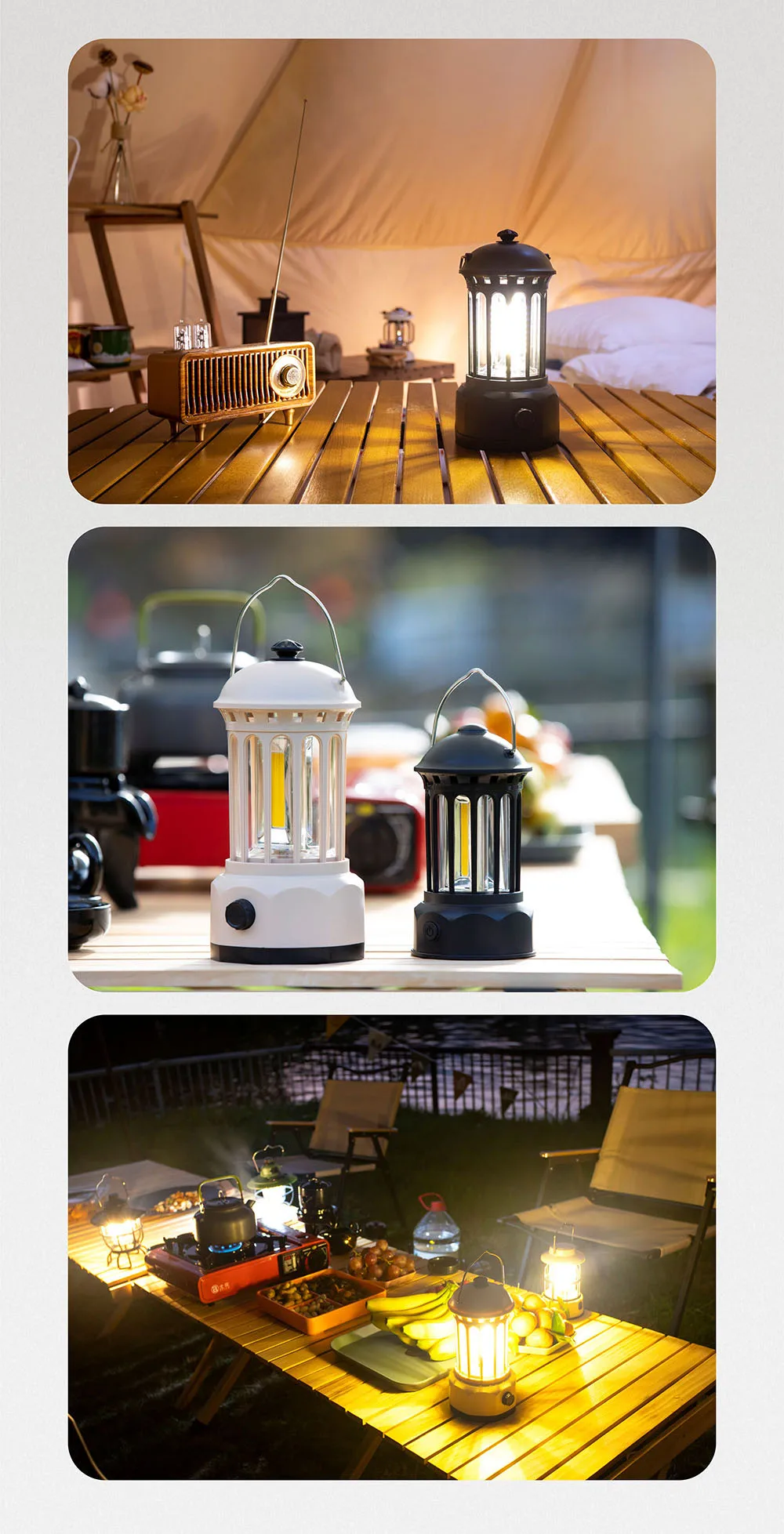 Outdoor COB Camping Lantern Retro Campsite Light Portable LED Emergency ...