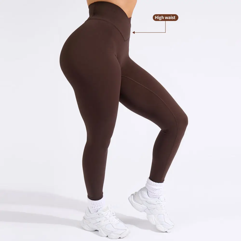 Custom High Waist Hidden Scrunch Butt Leggings Invisible Deep V Seam ...