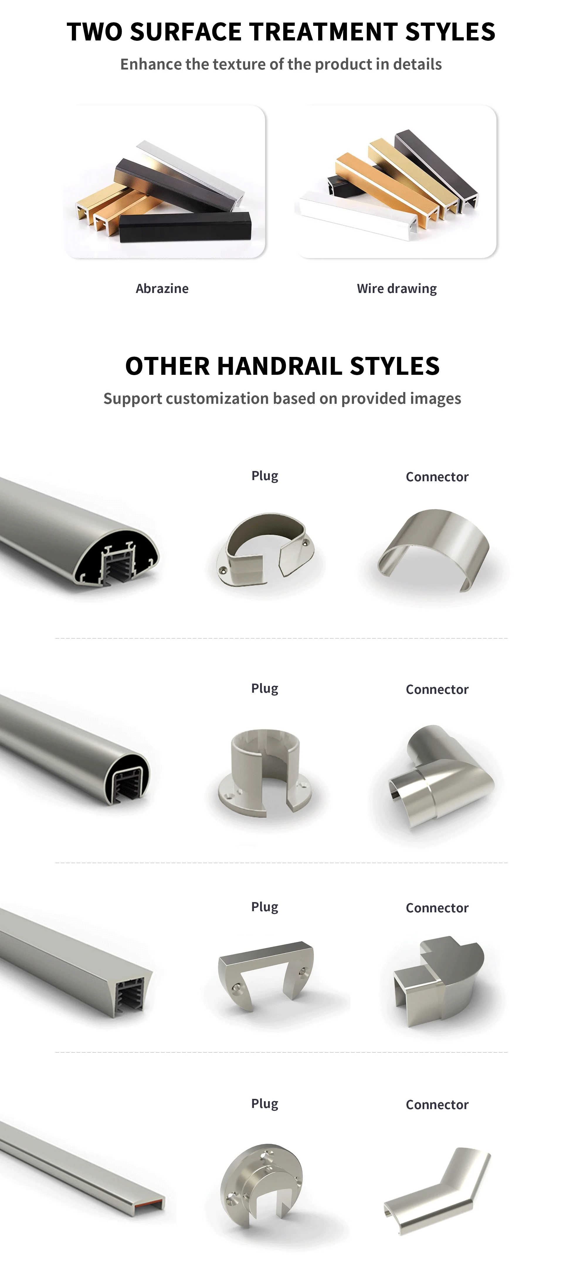 Glass Handrail Cap / Glass Railing Base Rail U Channel for Indoor ...