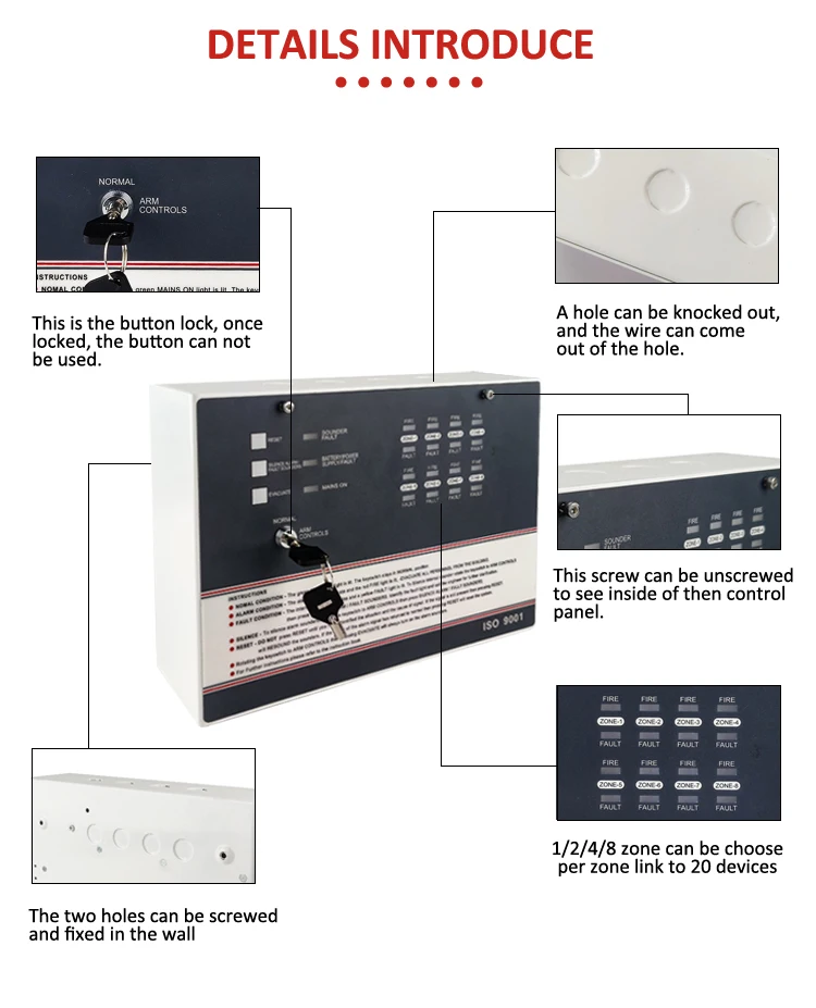 Hot Sale Conventional Fire Alarm Control Panel Fire Alarm System 2 Zone ...