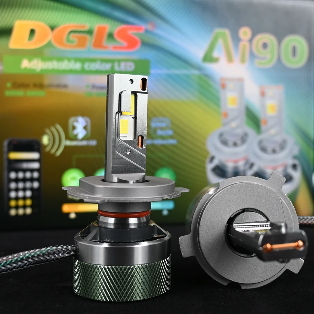 DGLS Mobile Phone Control Ai90 20LM-8000LM Bluetooth5.0 H4 H7 H11 9005 9006 H1 H3 Led Headlight ...