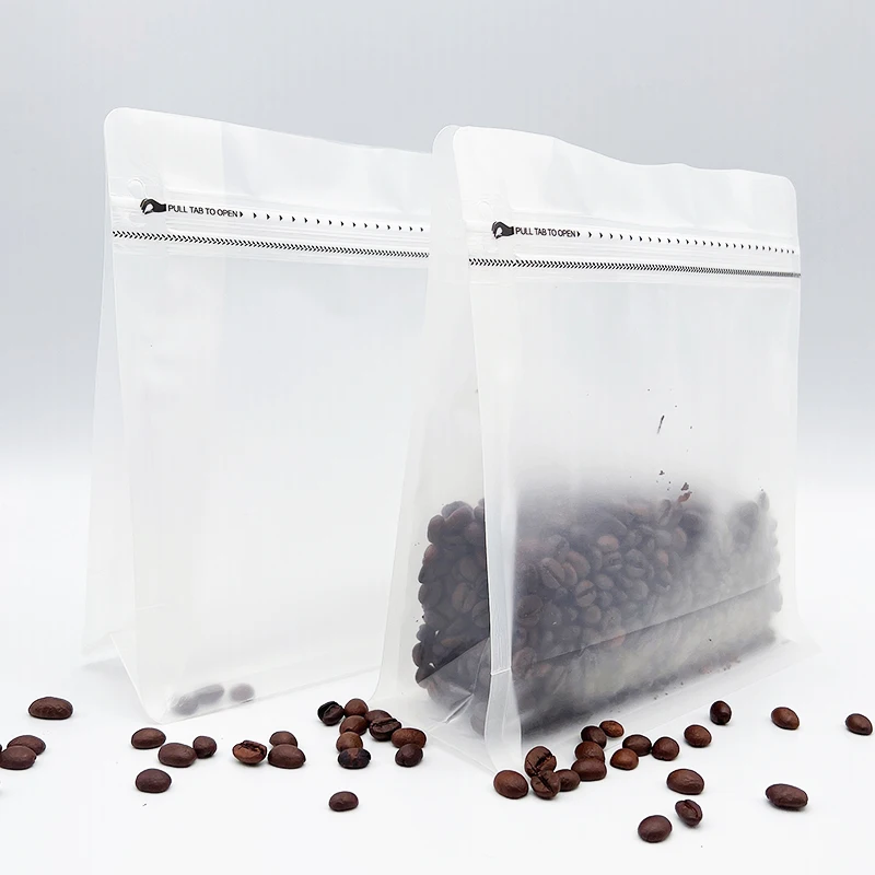 square Bottom Transparent Coffee Packaging Pouches Beans Coffee Bag ...