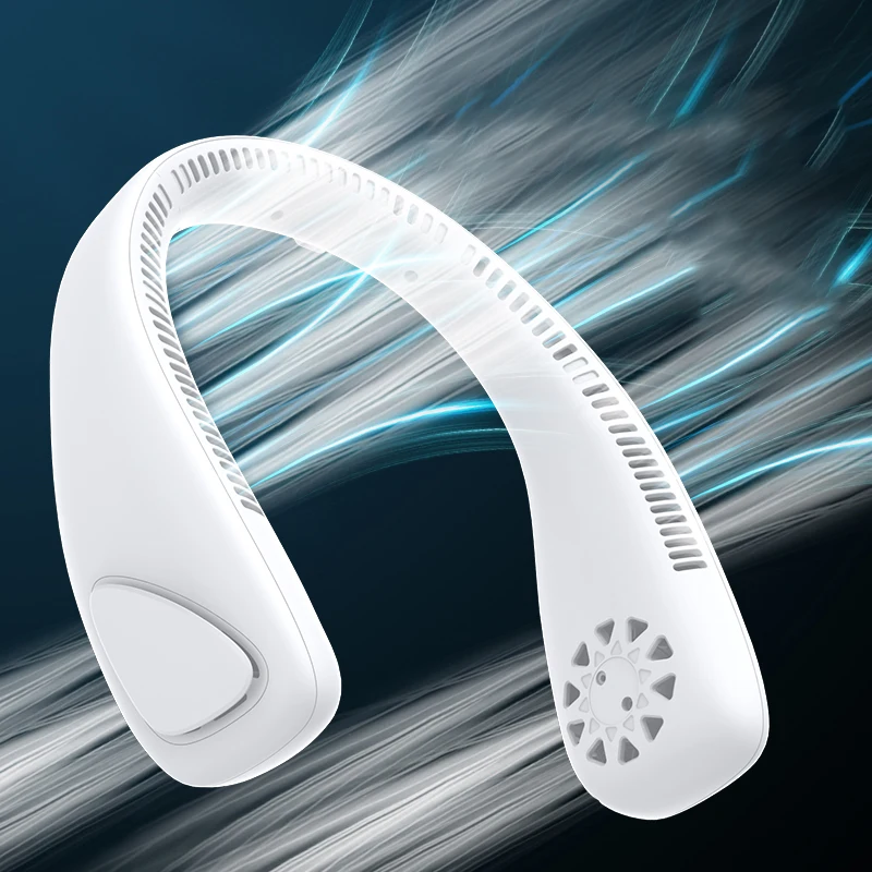 White Portable Bladeless Mini Air Cooling Neck Fan