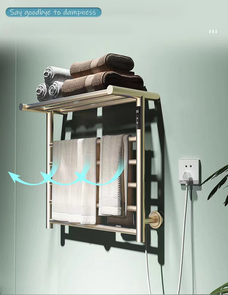 Bathroom Black Wall Mounted Electric Radiator Dryer Heated Towel Warmer ...